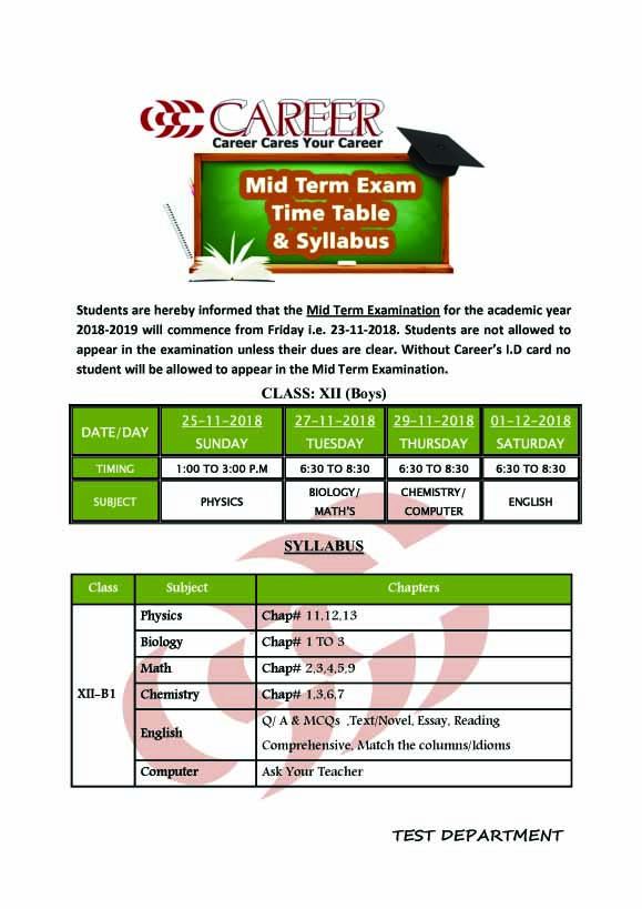 Mid Term Examination - Career Education