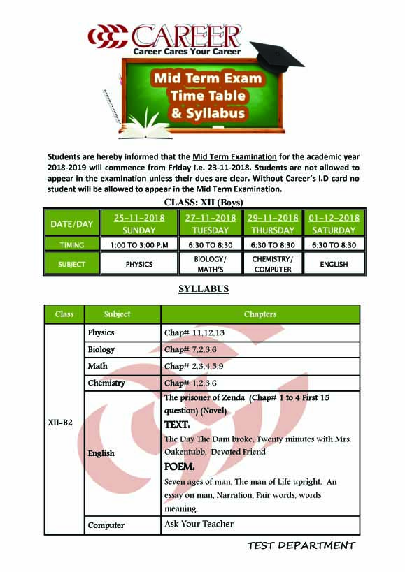 Mid Term Examination - Career Education
