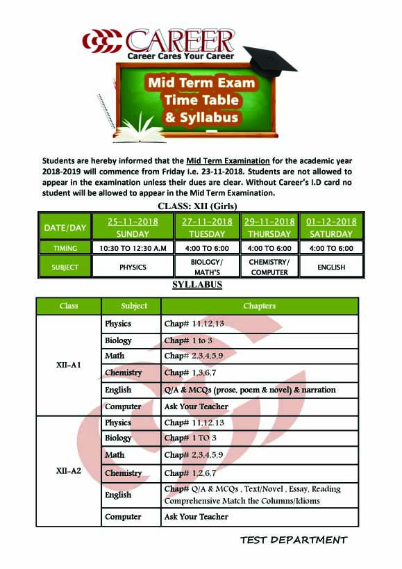 Mid Term Examination - Career Education