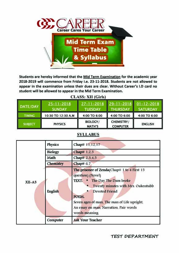 Mid Term Examination - Career Education