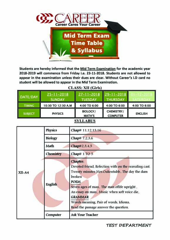 Mid Term Examination - Career Education