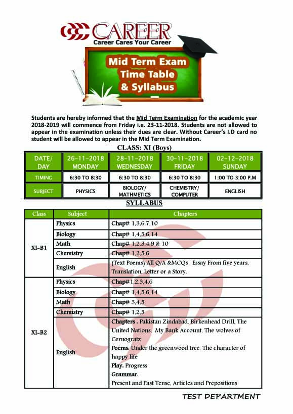 Mid Term Examination - Career Education