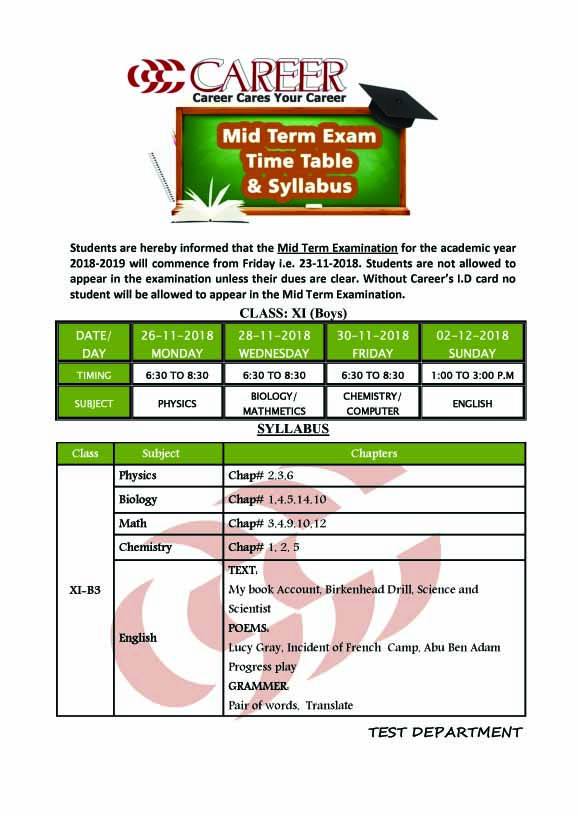 Mid Term Examination - Career Education